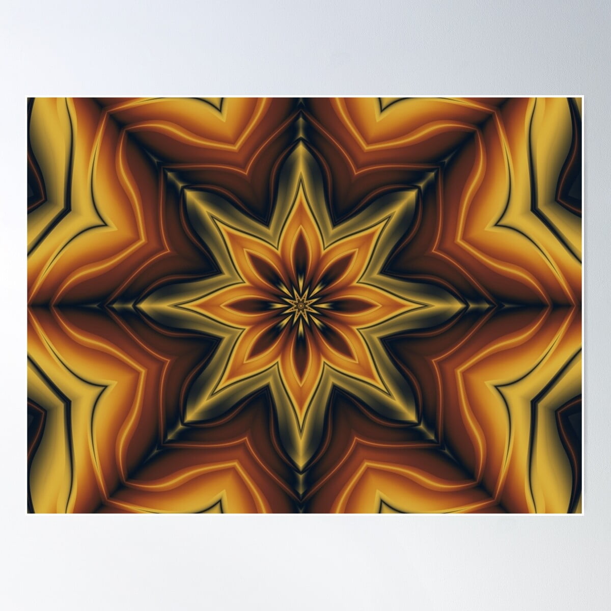 A Snowflake In Autumn 2 Fractal Poster Wall Art, Modern Wall Decor For ...