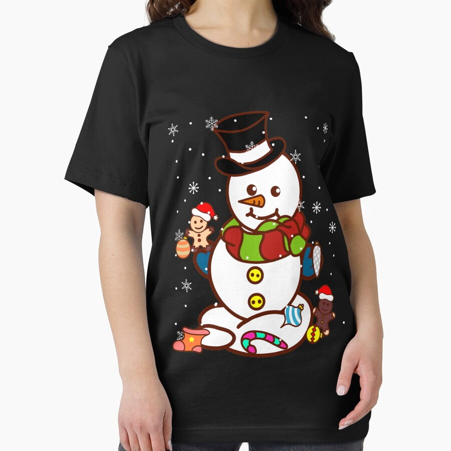 A Snowman and His Best Friend on a Starry Holiday Night Unisex T-Shirt ...