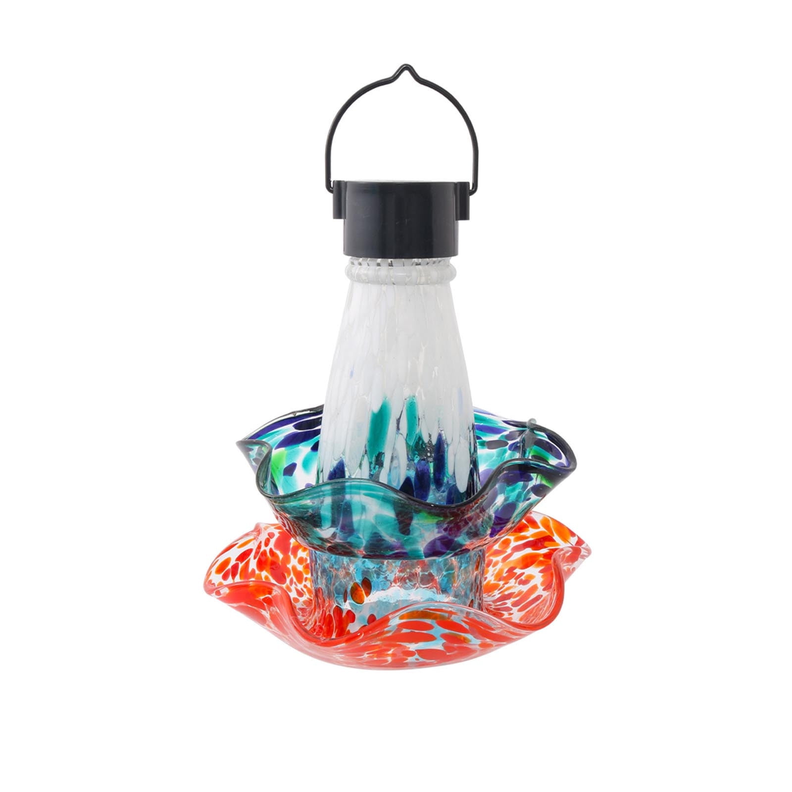 A Solar Powered Glass Hummingbird Feeder Led Light Garden Outdoor ...