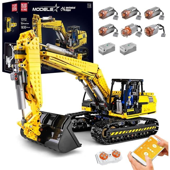 A-Sonic XS72379 King RC Excavator Building Set for Boys - MOC Building Blocks Digger with APP ...