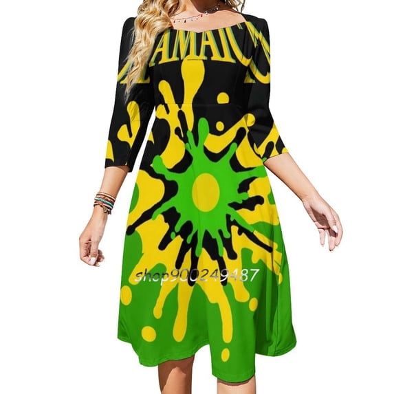 A Splash Of Jamaica Colors Sweet Elegant Dress Women Korean Kawaii ...