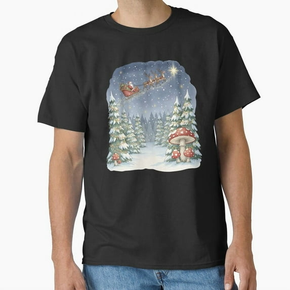 A St. Nick Claus Sleigh Ride Over A Snowy Forest A Watercolor H9522 T ...