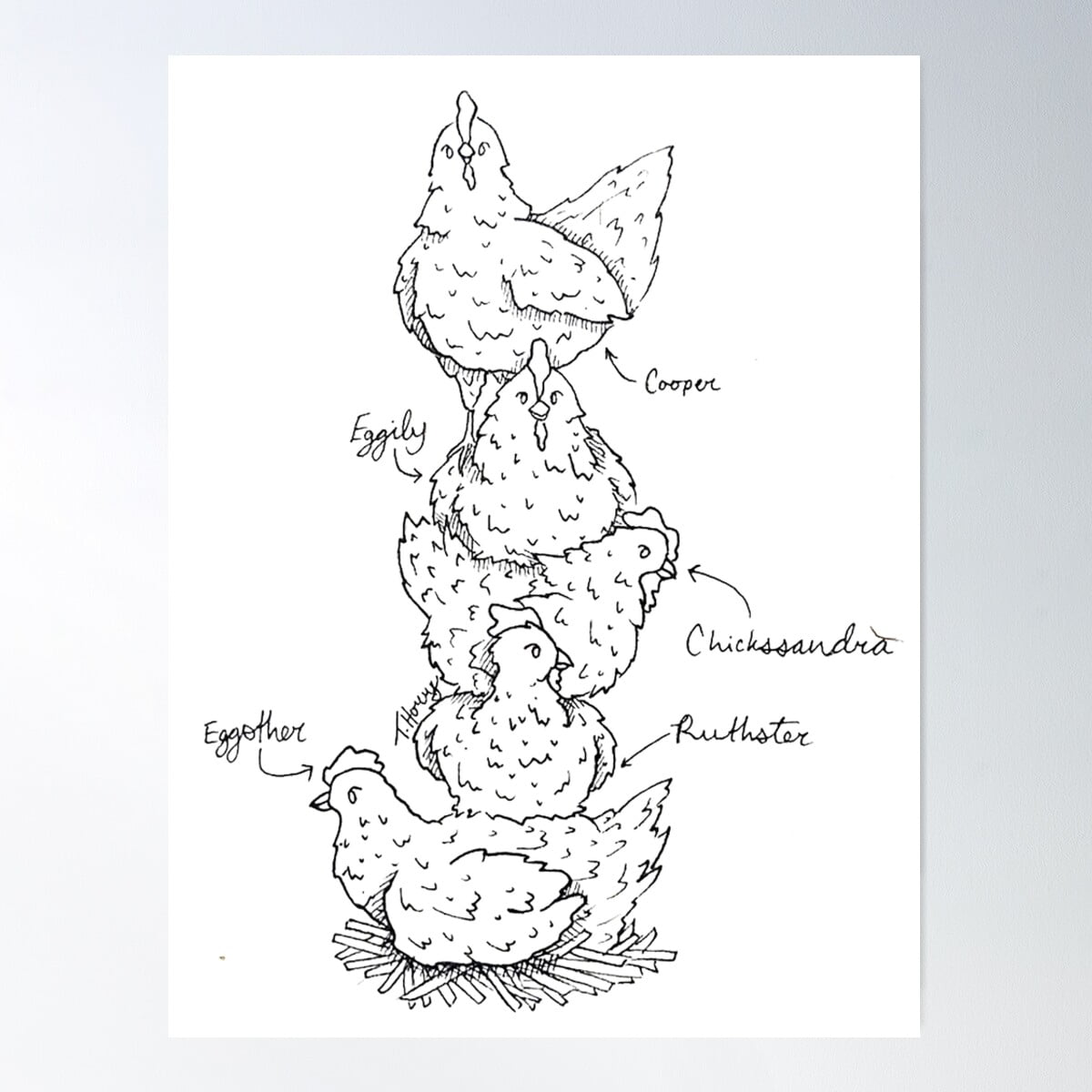 A Stack Of Chickens Poster Wall Art, Modern Wall Decor For Living Room ...