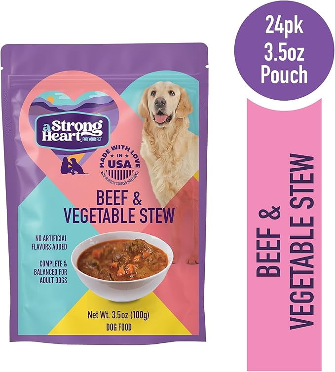 A Strong Heart Wet Dog Food Pouches, Beef & Vegetable Stew, 3.5 oz ...