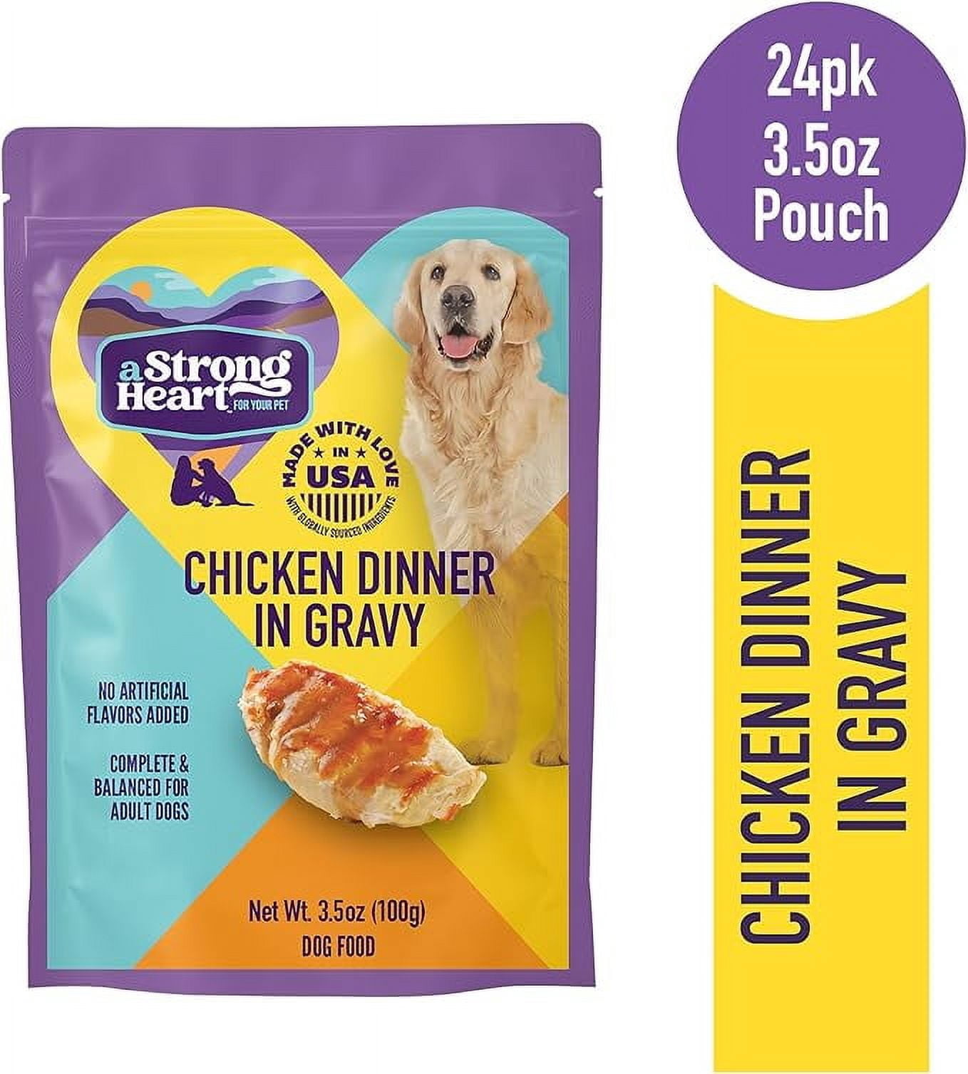 A Strong Heart Wet Dog Food Pouches, Chicken Dinner in Gravy, 3.5 oz ...