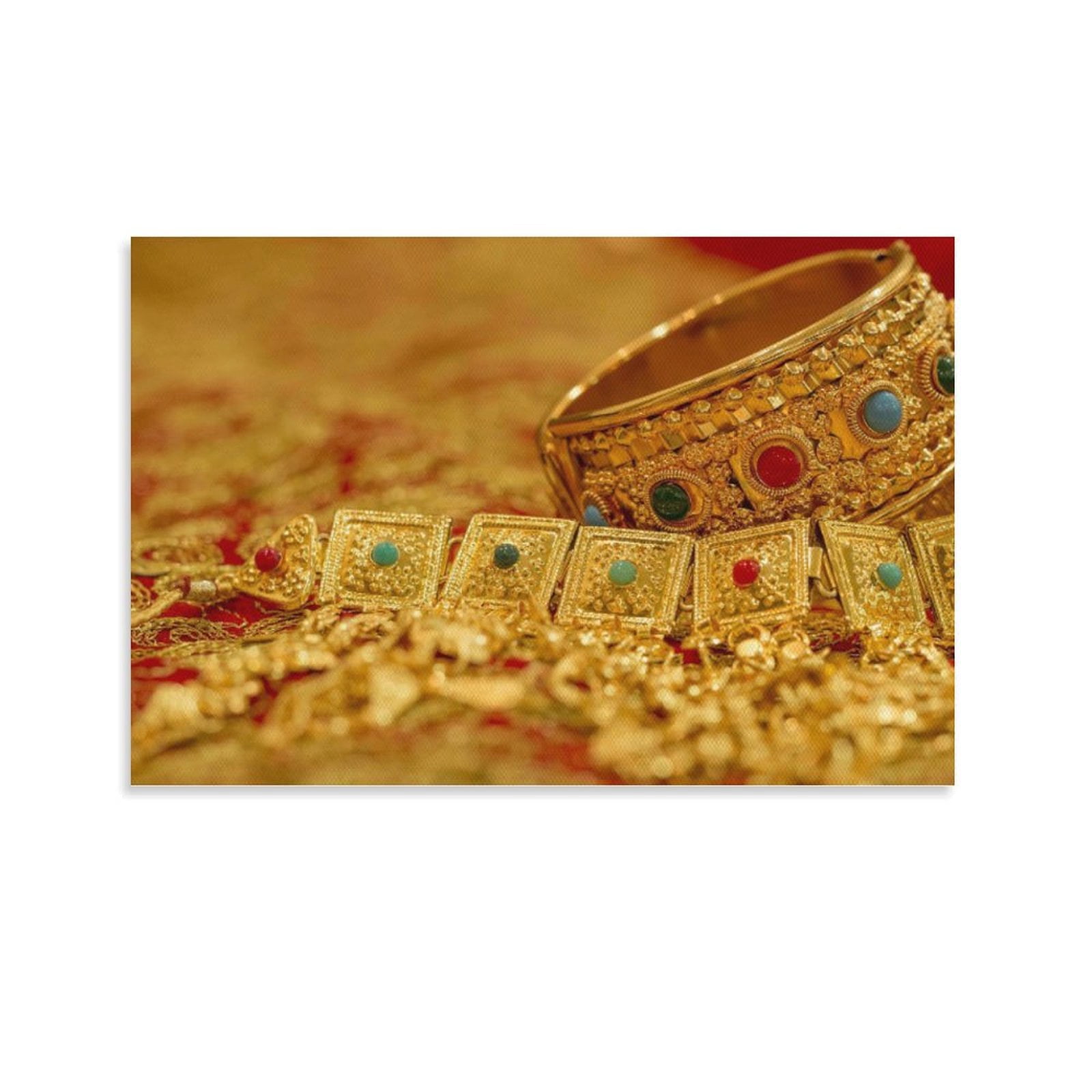 A Stunning Set Of Golden Jewelry Canvas Art Poster And Wall Art Picture ...