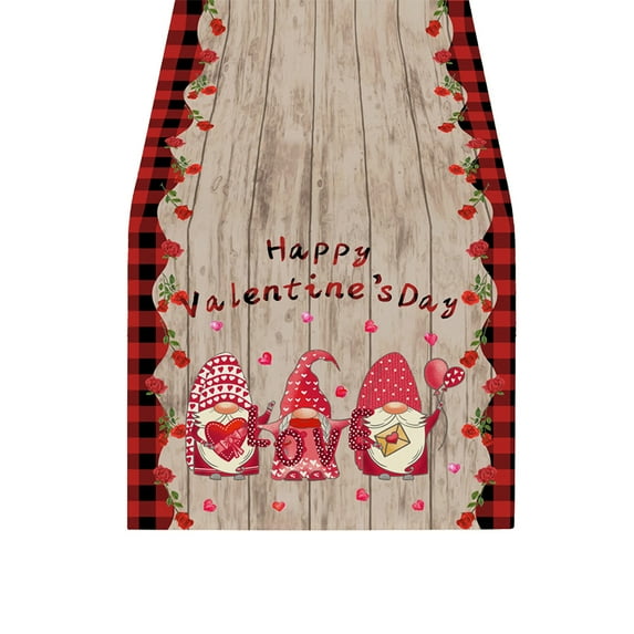 A Style A Linen Table Runner With Red Rose Print For Dining Table ...