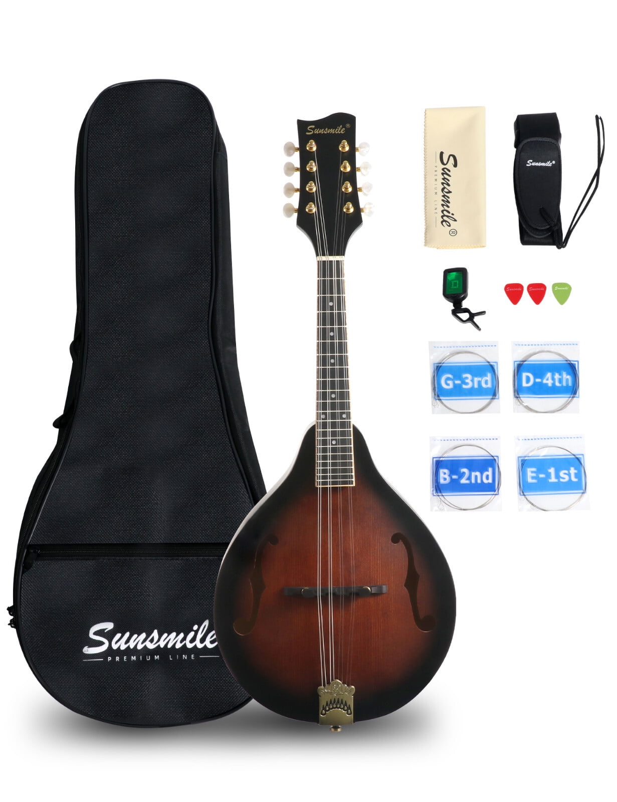 A-Style Acoustic Mandolin Instrument 8 String with Spruce Top Arched F ...