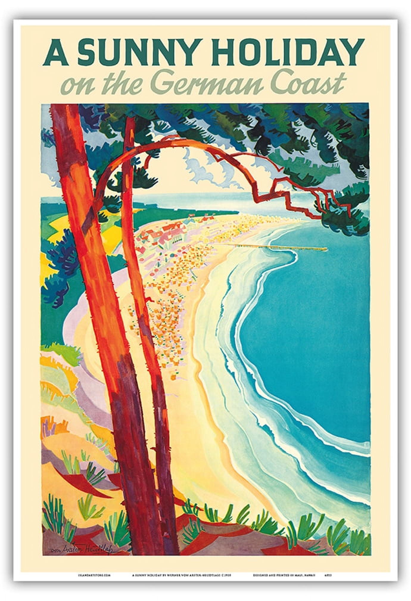 A Sunny Holiday on the German Coast - Vintage Travel Poster by Werner ...