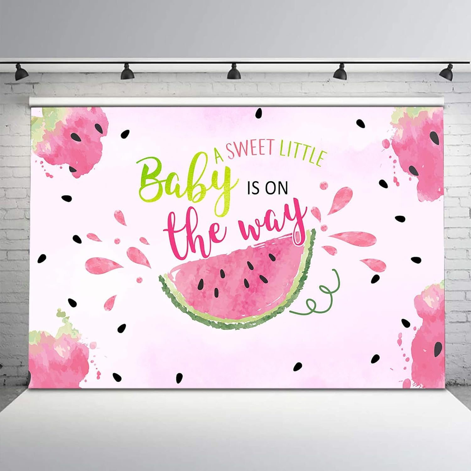 A Sweet Little Baby is on The Way Backdrop Pink Melon Baby Shower ...