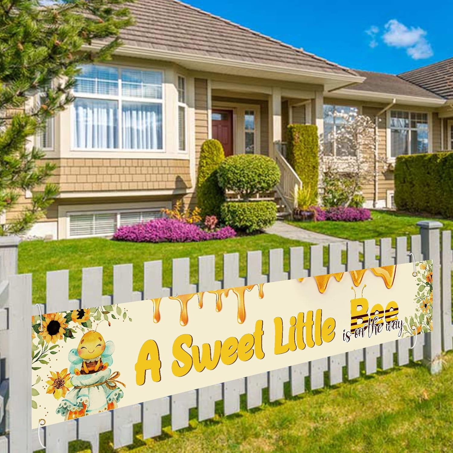 A Sweet Little Bee Is On The Way Large Banner, Welcome Baby Banner ...
