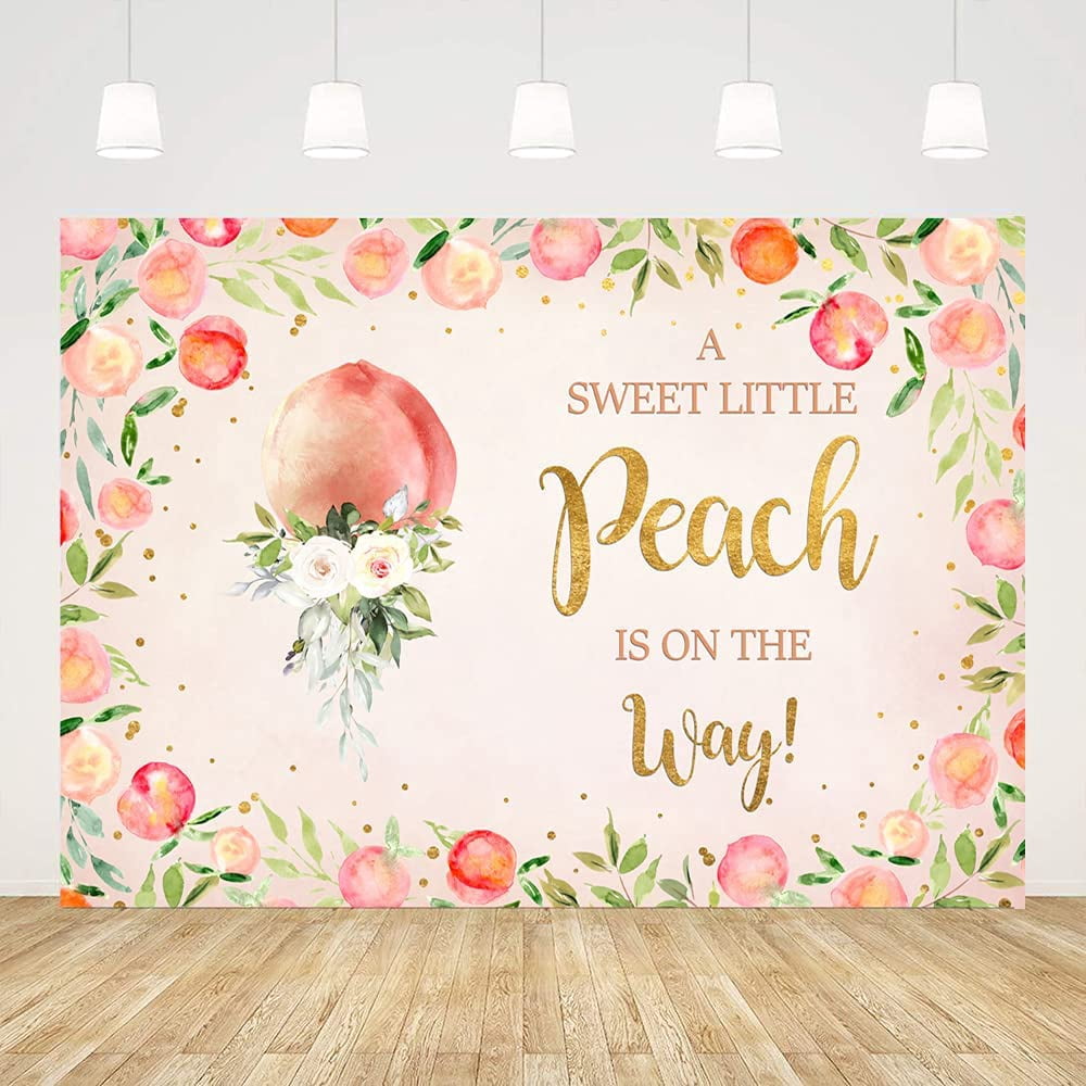 A Sweet Little Peach is On The Way Backdrop for Baby Shower Pink Peach ...