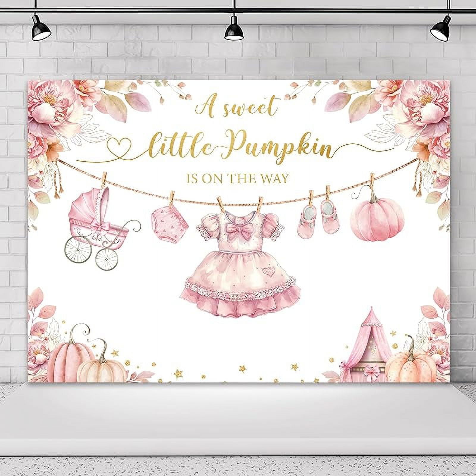 A Sweet Little Pumpkin is On The Way Backdrop for Photography Girl Baby ...