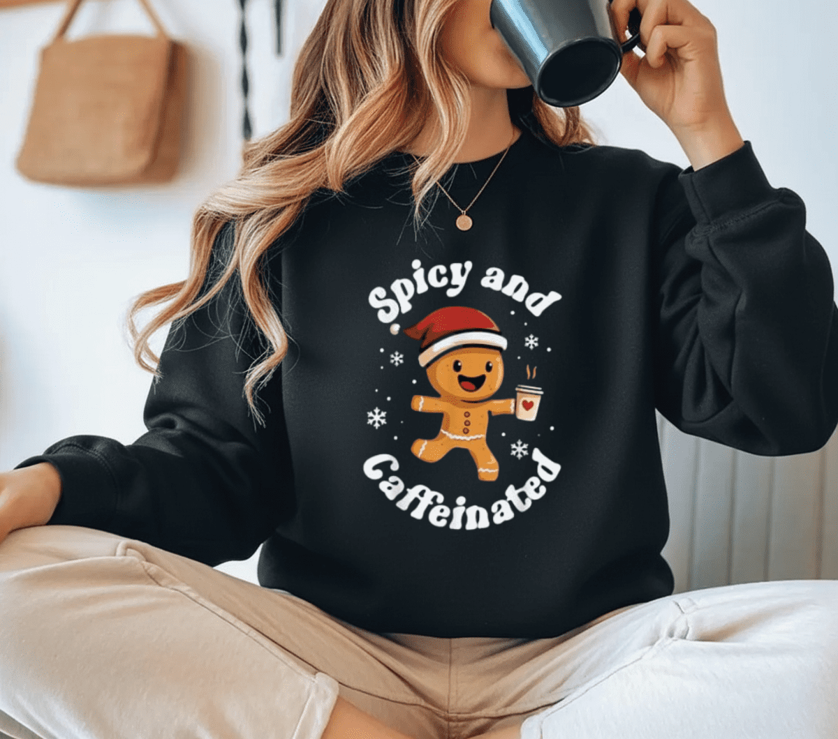 A Sweet & Spicy Caffeinated Gingerbread Design Graphic Sweatshirt, up ...
