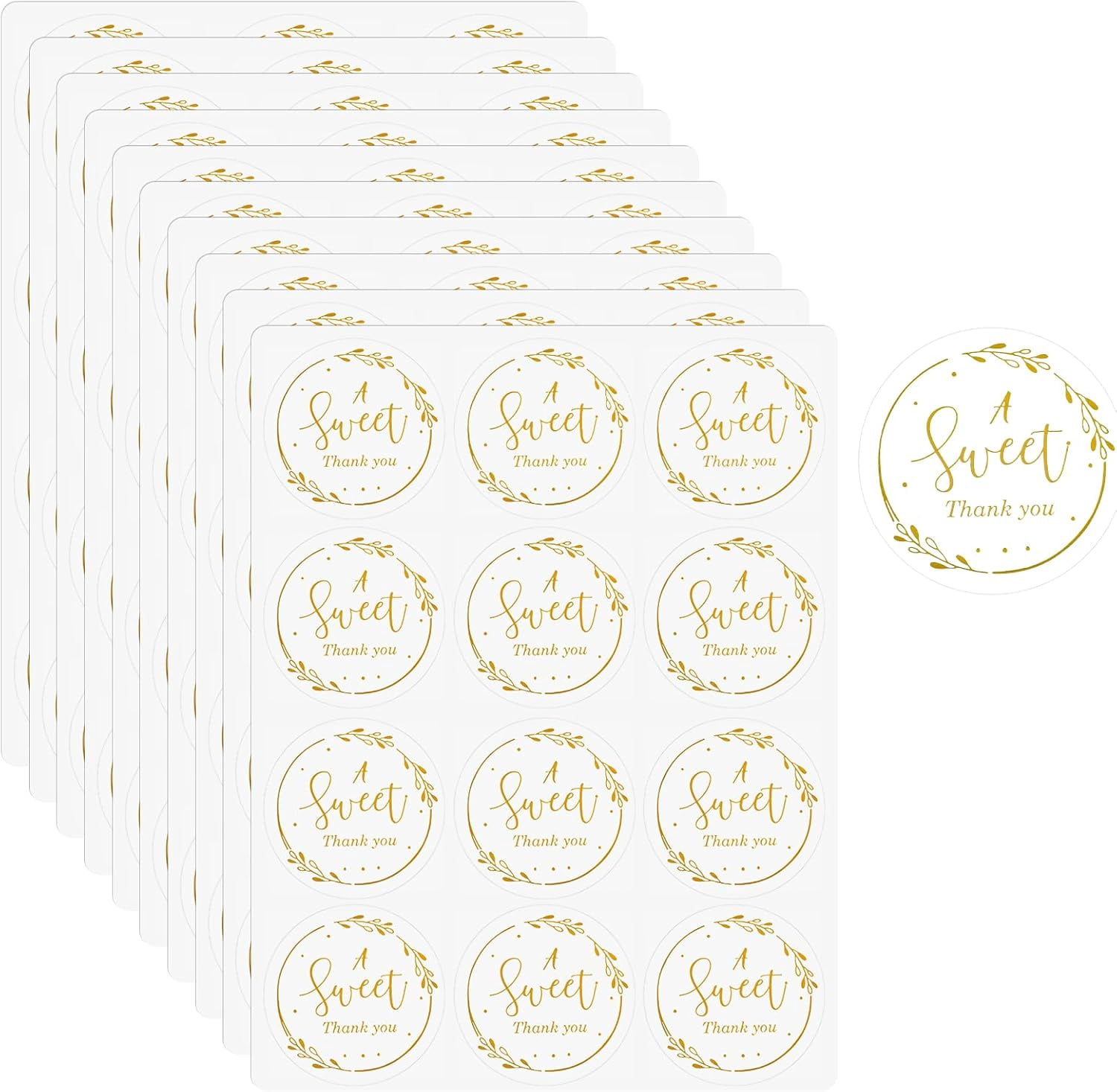 A Sweet Thank You Stickers, Gold Foil Thank You Label Sticker, Envelope ...