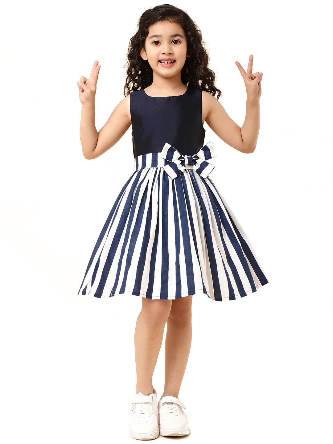 A.T.U.N Girl'S Fit And Flare Knee-Long Dress (Gdrs Dbw Nws_6-7Y_Navy ...