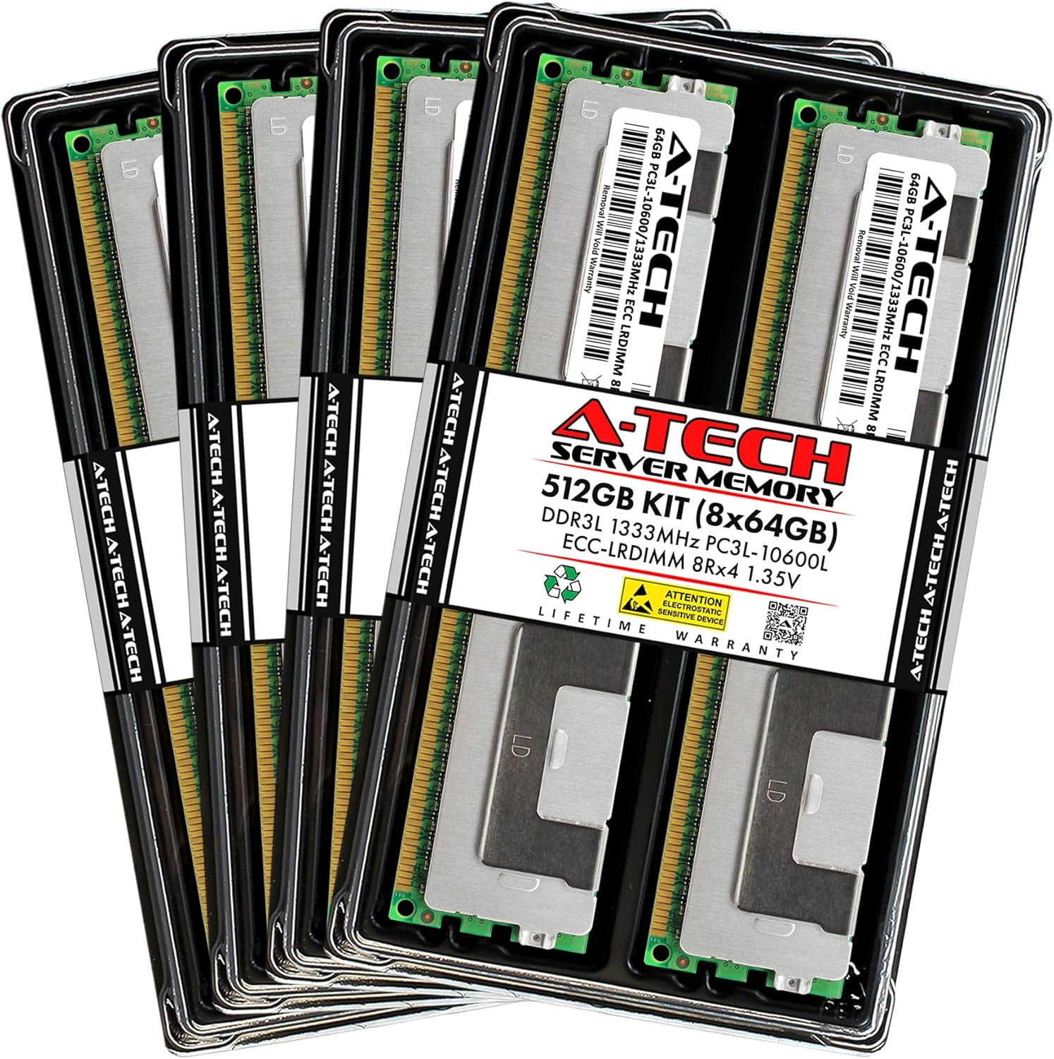 A-Tech 512GB Kit (8x64GB) DDR3/DDR3L 1333MHz PC3L-10600L ECC LRDIMM ...