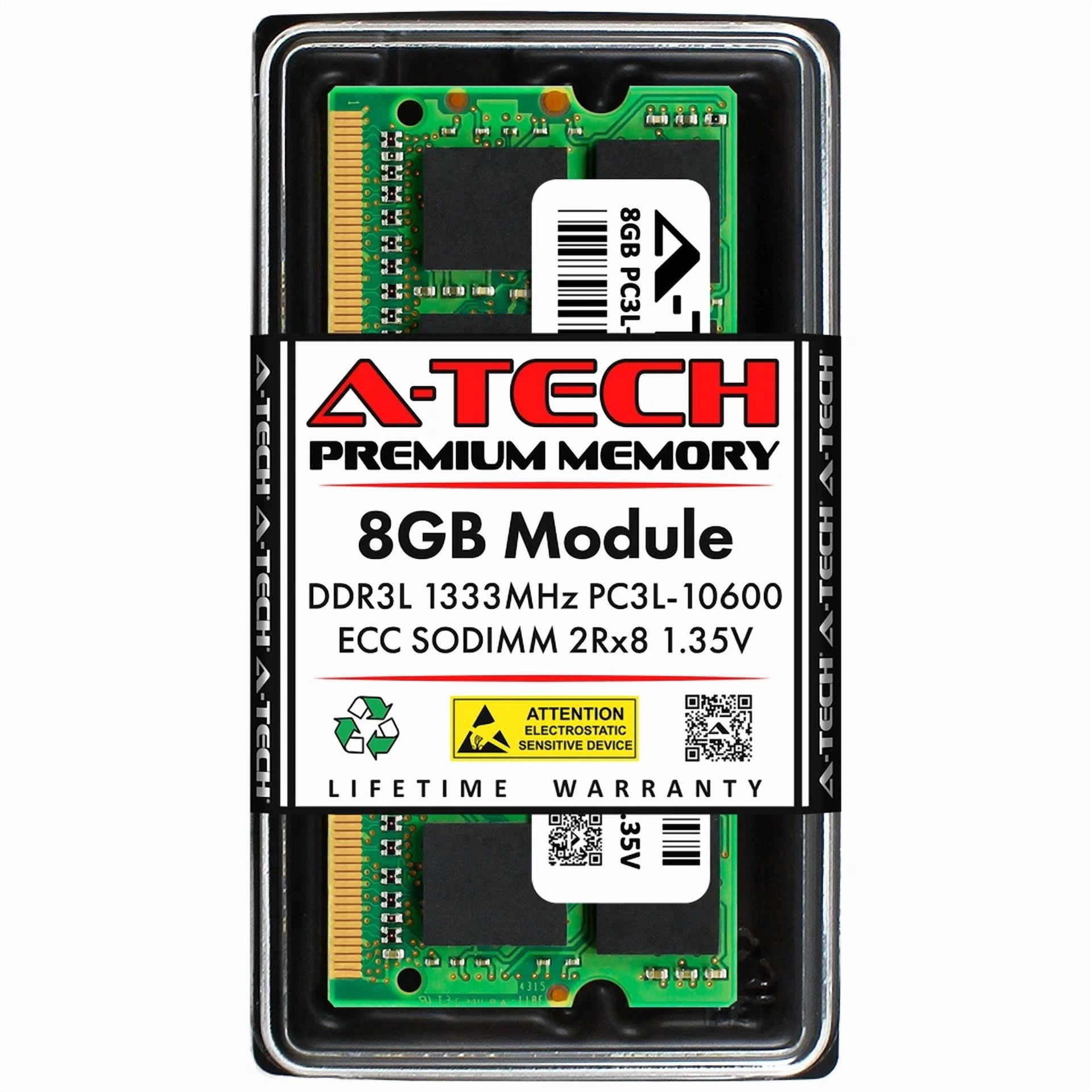 A-Tech 8GB PC3-10600 DDR3 1333 MHz 1.35V ECC SODIMM Unbuffered Server ...
