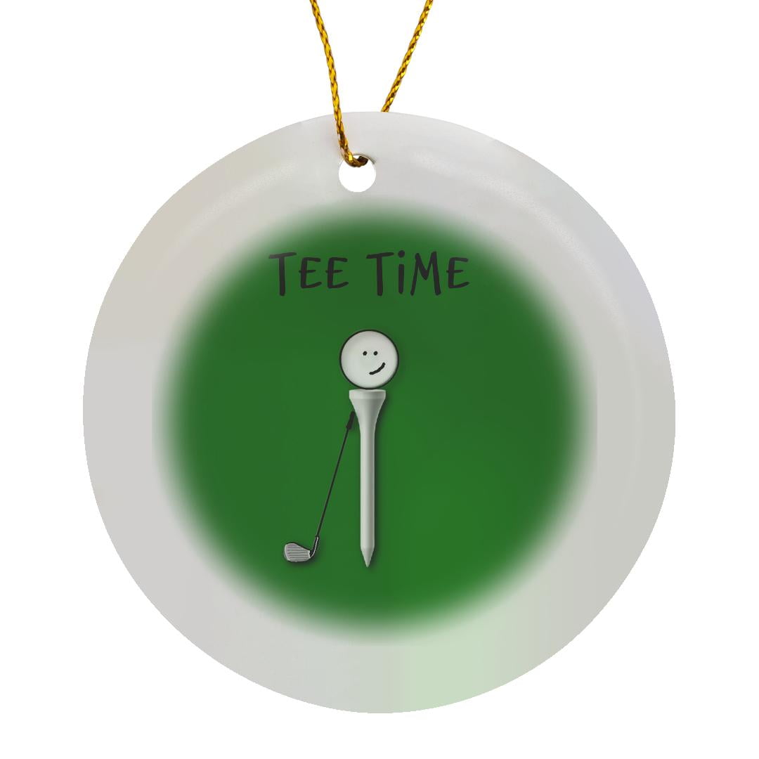 3drose, a Tee with a Smile and a Golf Club and Text, Circle Porcelain ...