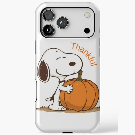 A Thankful Cartoon Beagle with a Pumpkin Themed iPhone 11 through 17 ...