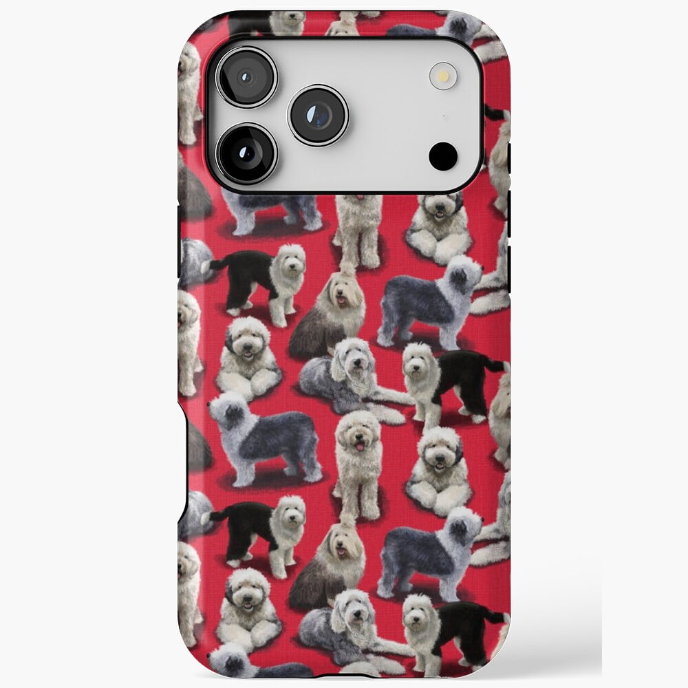 A The Old English Sheepdog Themed Cute Dog Art iPhone 11 through 17 Pro ...