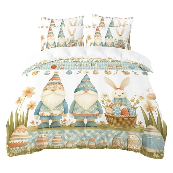 A Three Piece Bedding Set Digital Printed Rabbit Egg Design Bed Sheet ...