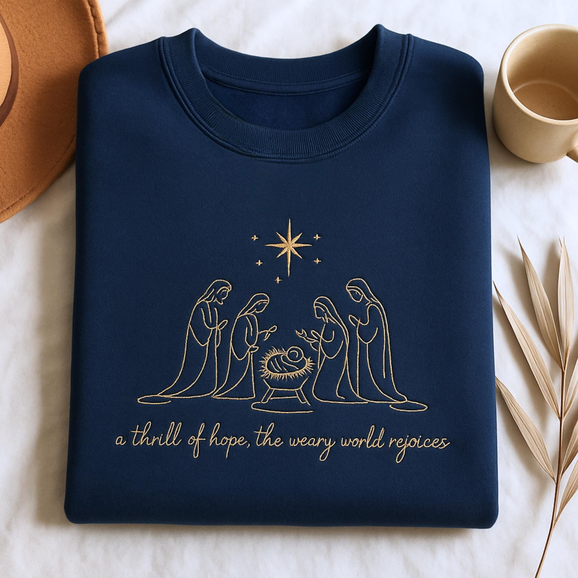 A Thrill of Hope Christian embroidered sweatshirt Nativity Shirt ...