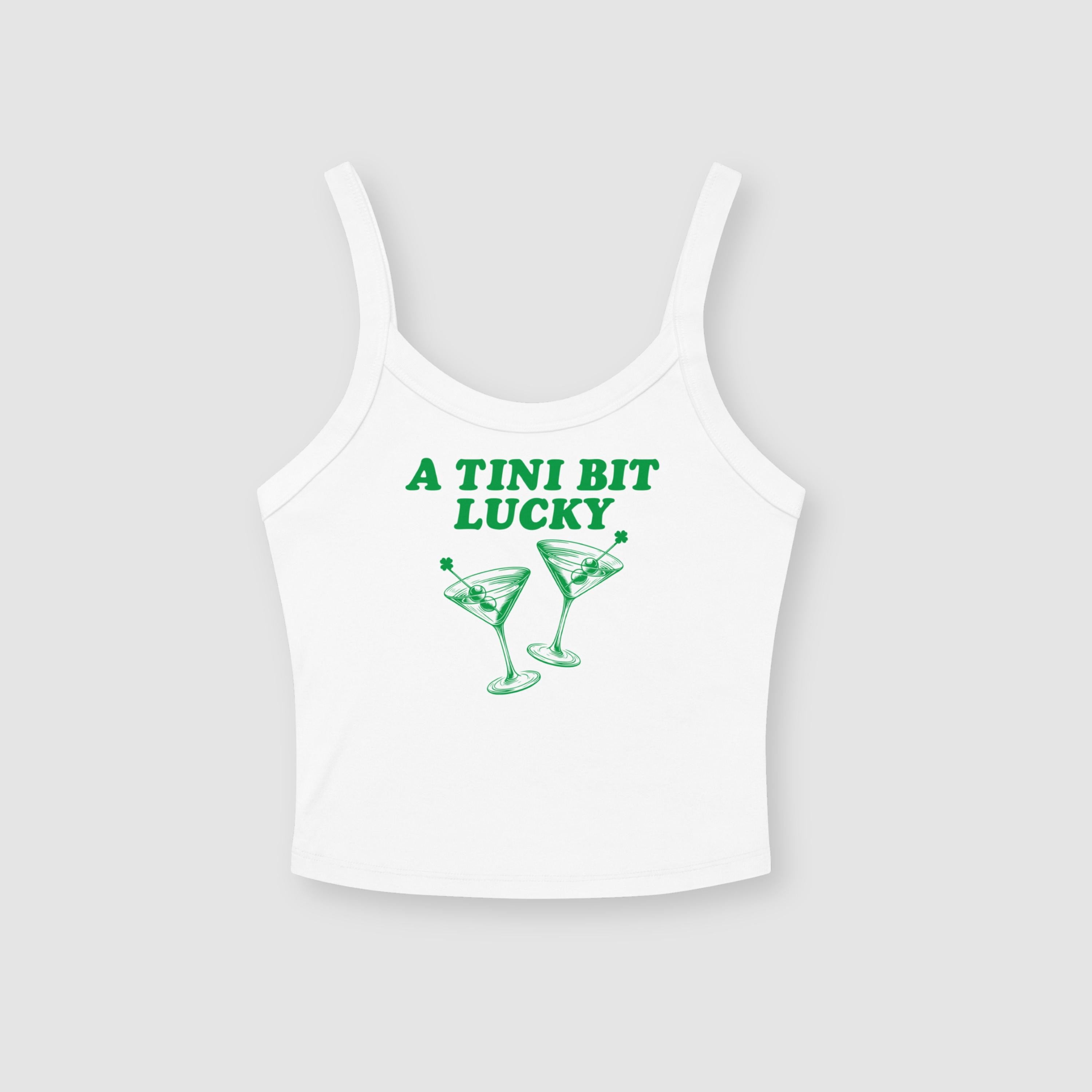 A Tini Bit Lucky St Patricks Day Martini Tank Top Shamrock Crop Tank ...