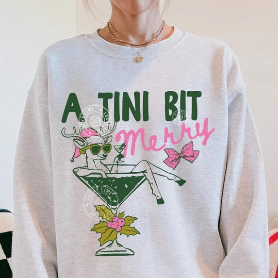 A Tini Bit Merry TShirt Christmas Cocktail Shirt Merrier with a Martini ...