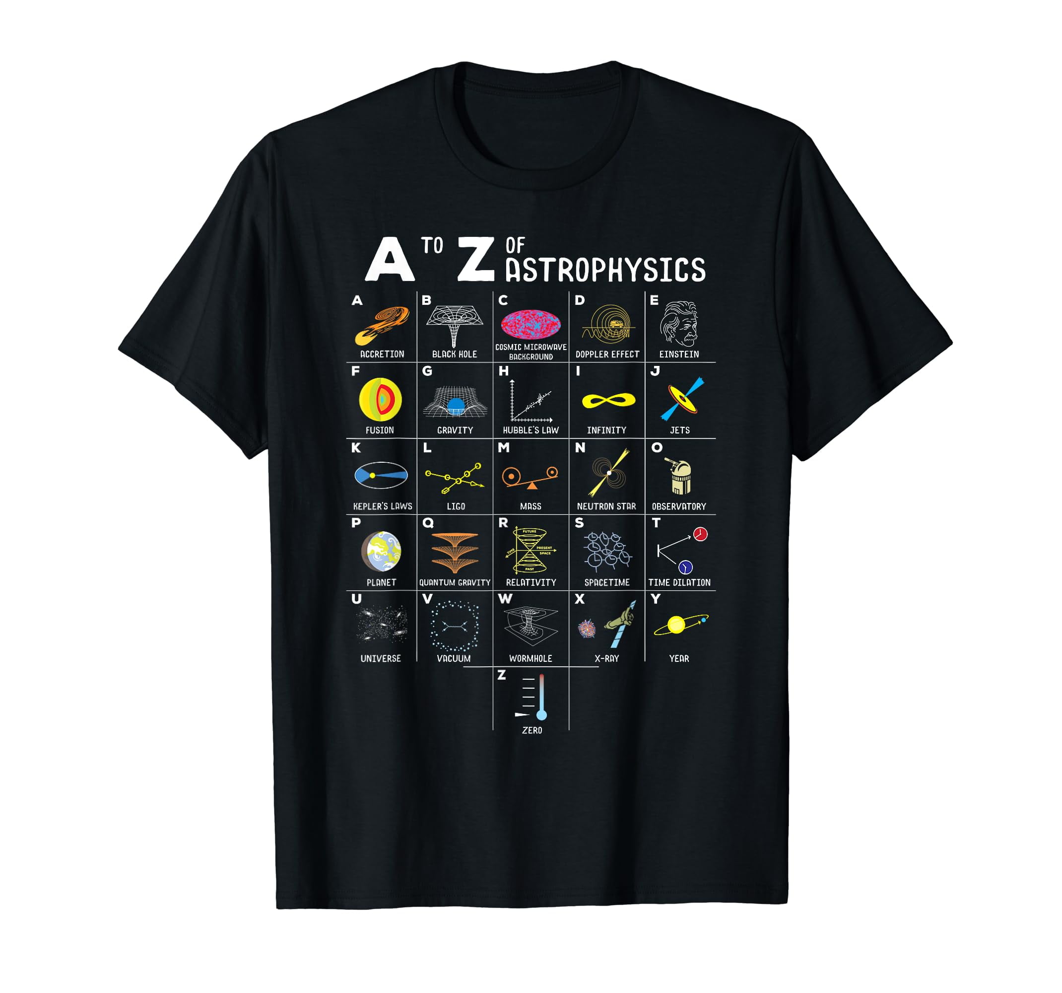 A To Z Funny Astronomy Lover Astrophysics Astronomer Gift T-Shirt ...