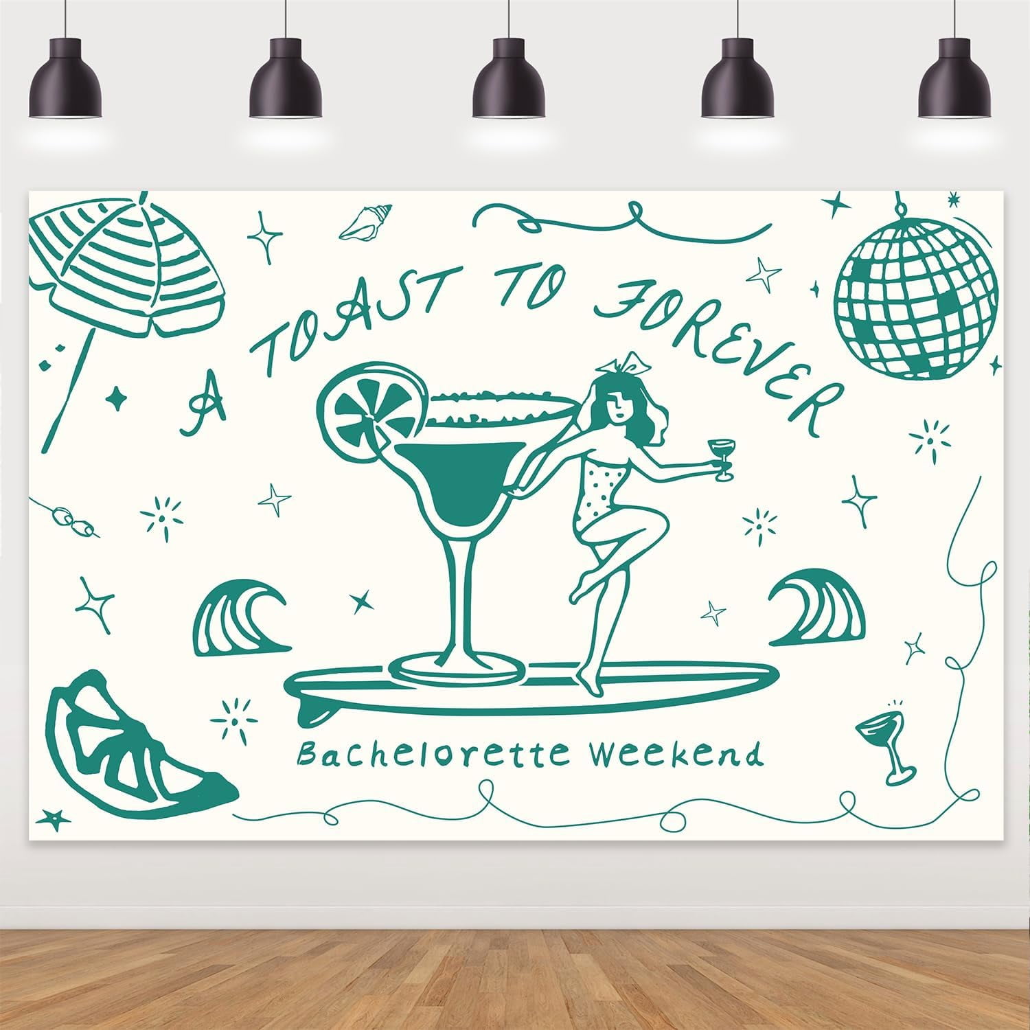 A Toast to Forever Party Backdrop Banner Coastal Bachelorette Party ...