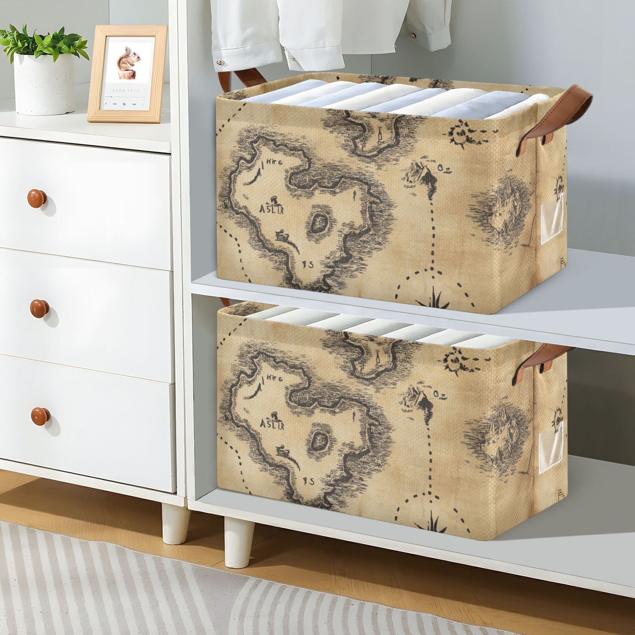 A Treasure Map Foldable Storage Large Fabric Storage Baskets Organizer ...