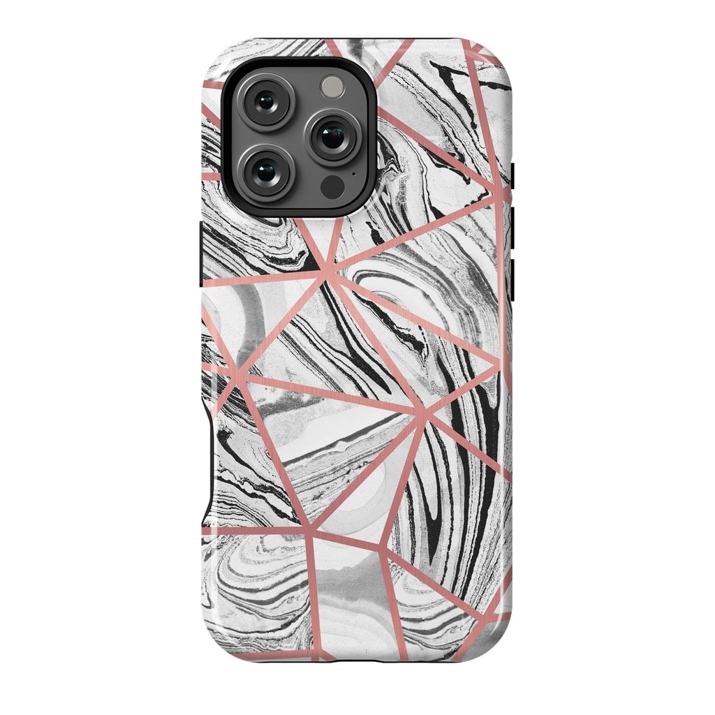 A Triangle Geometric Painted Marble Tiles With Rose Gold Tough Case for ...