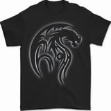A Tribal Dragon Tattoo Style Sharp Geometric Curved Line Art Unisex T ...