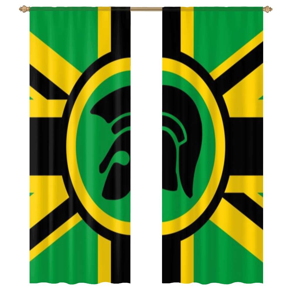 A Trojan Uk Flag In The Colors Of Jamaica Sheer Window Curtains for ...