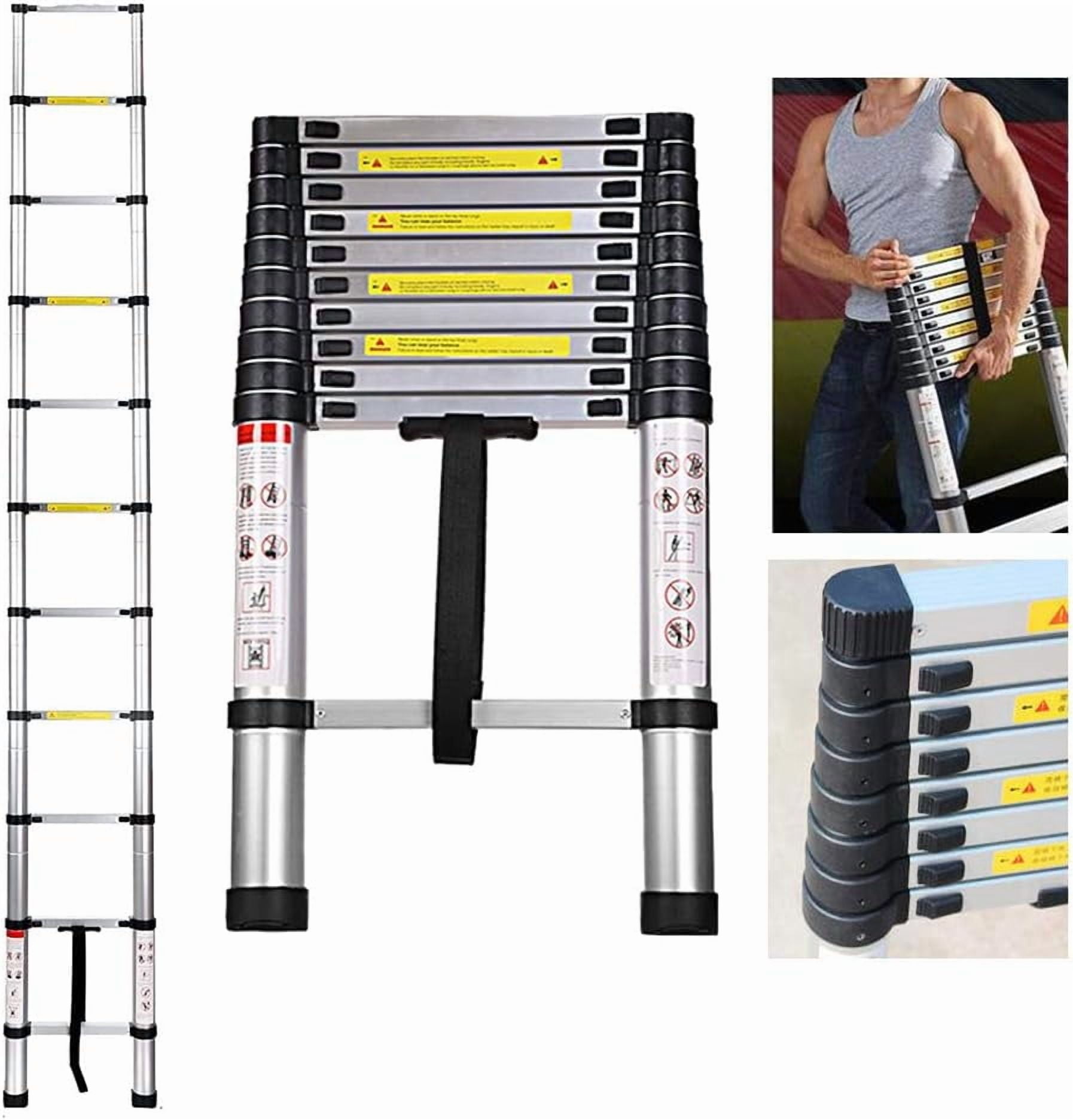 A-Type Telescoping Ladder with Stabilizer Bar, 12.5FT Portable ...