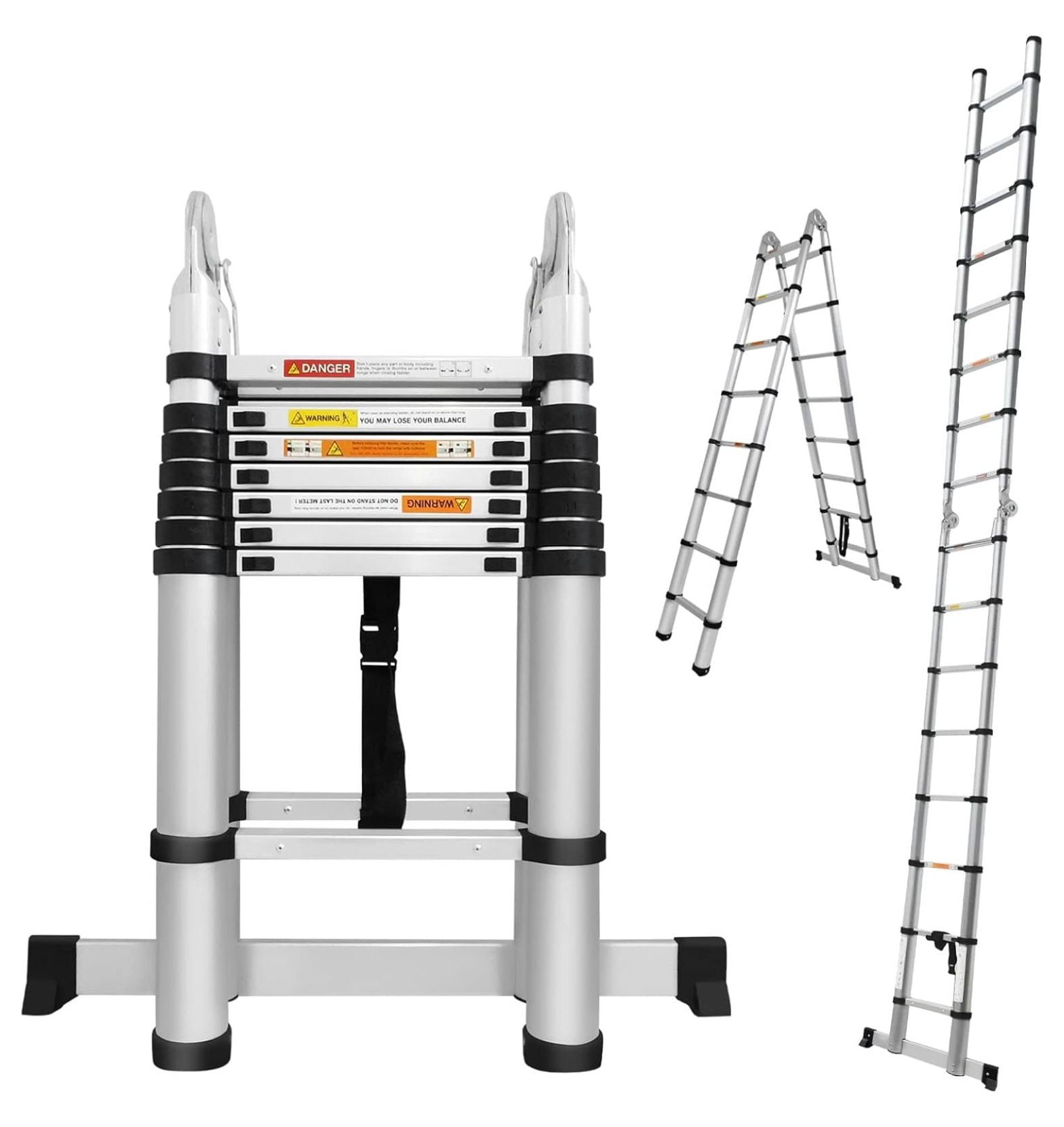 A-Type Telescoping Ladder with Stabilizer Bar, 16.4ft (8.2ft + 8.2ft) A ...