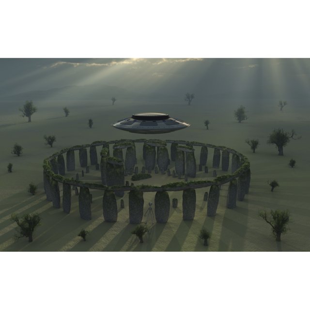 A UFO and its alien crew visiting Stonehenge Poster Print - Walmart.com