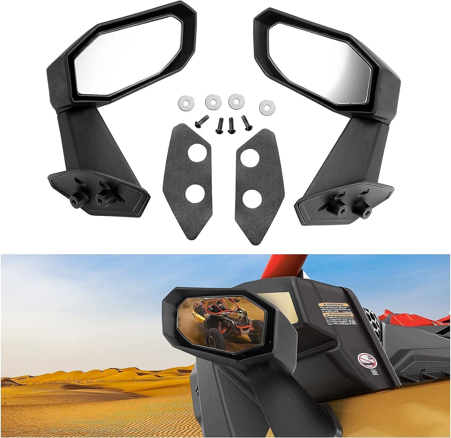 A & UTV PRO Folding Back Upper Door Rear View Convex Mirrors for Can-Am ...