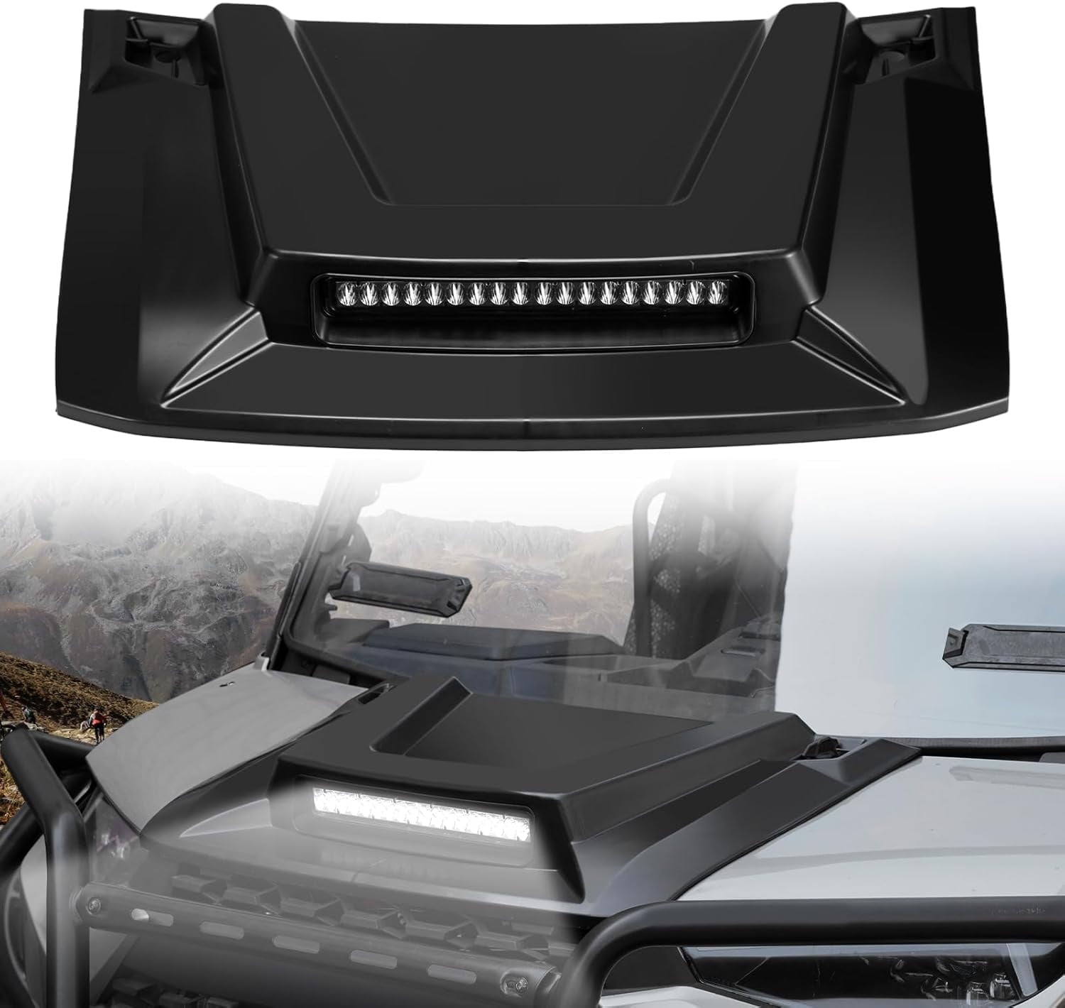 A & UTV PRO Kit Hood Scoop with LED Spotlight for Polaris Ranger 1000 ...