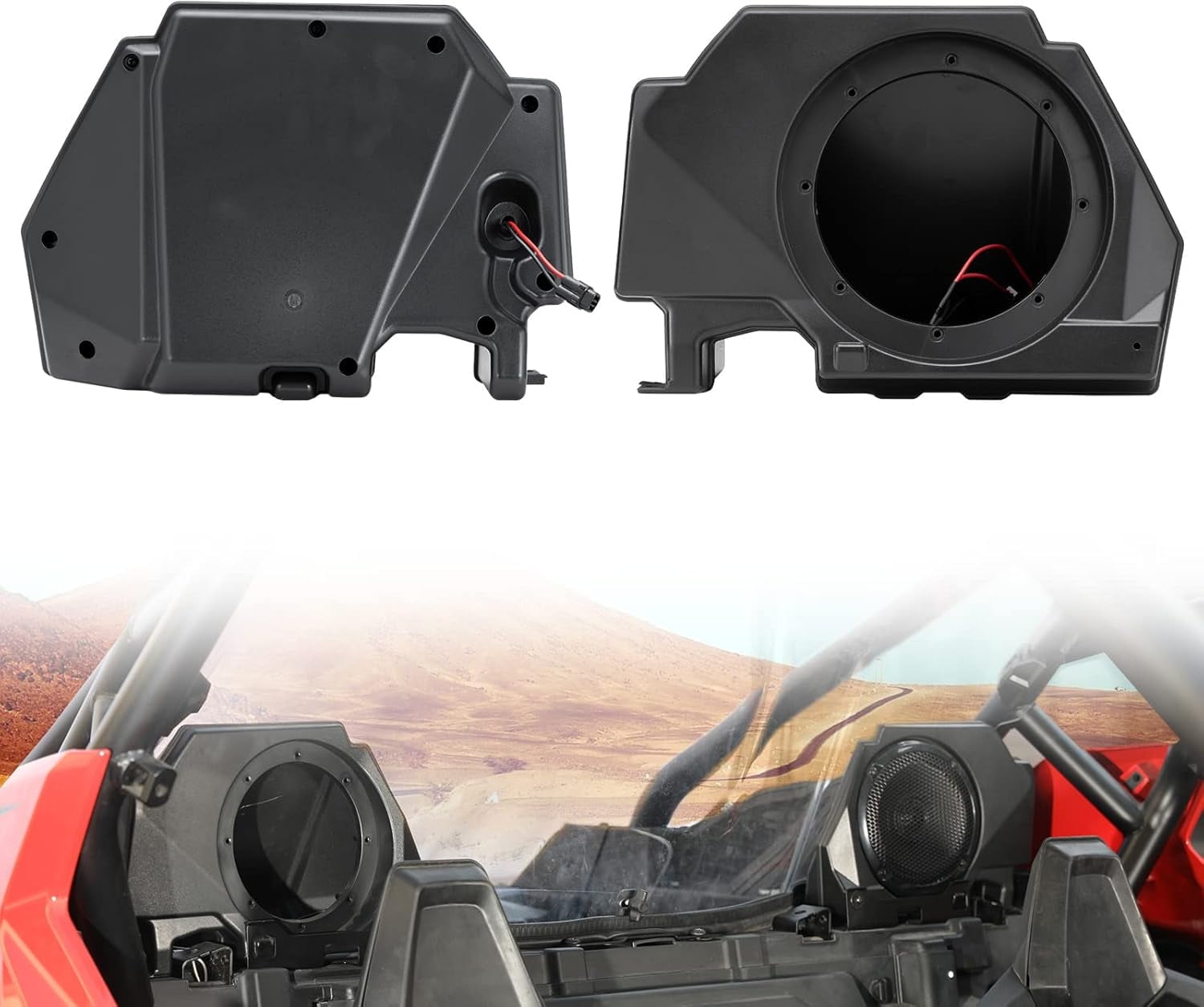 A & UTV PRO Rear Speaker Pods Enclosures with Metal Mount Brackets for ...