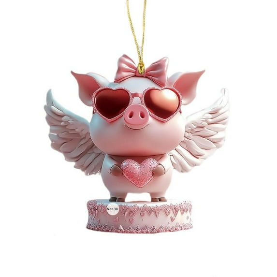A Valentine Day Red Heart Pig Car Pendant Acrylic Interior Decor ...