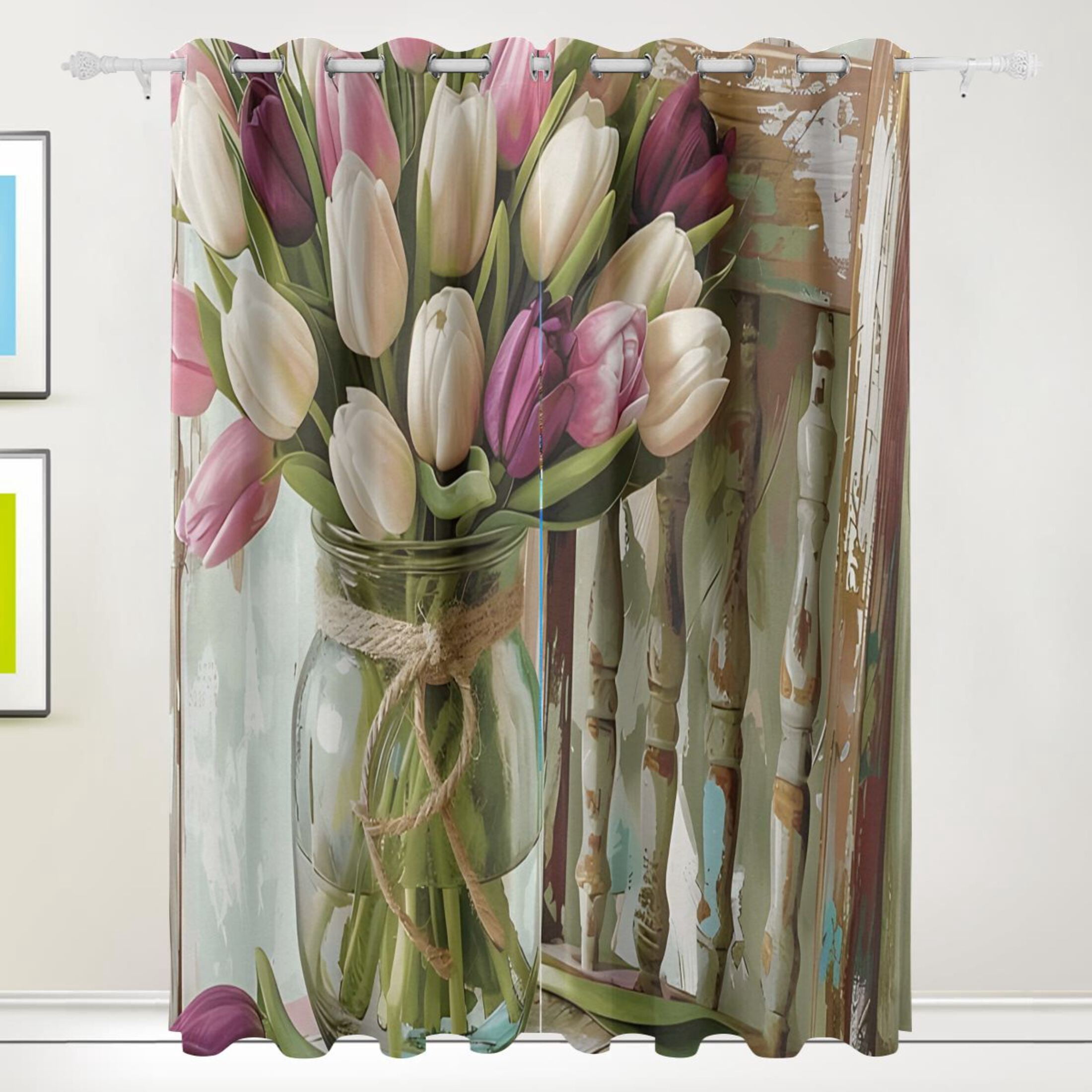A Vase Filled with Tulips Blackout Curtains 55W x 84L Living Room ...