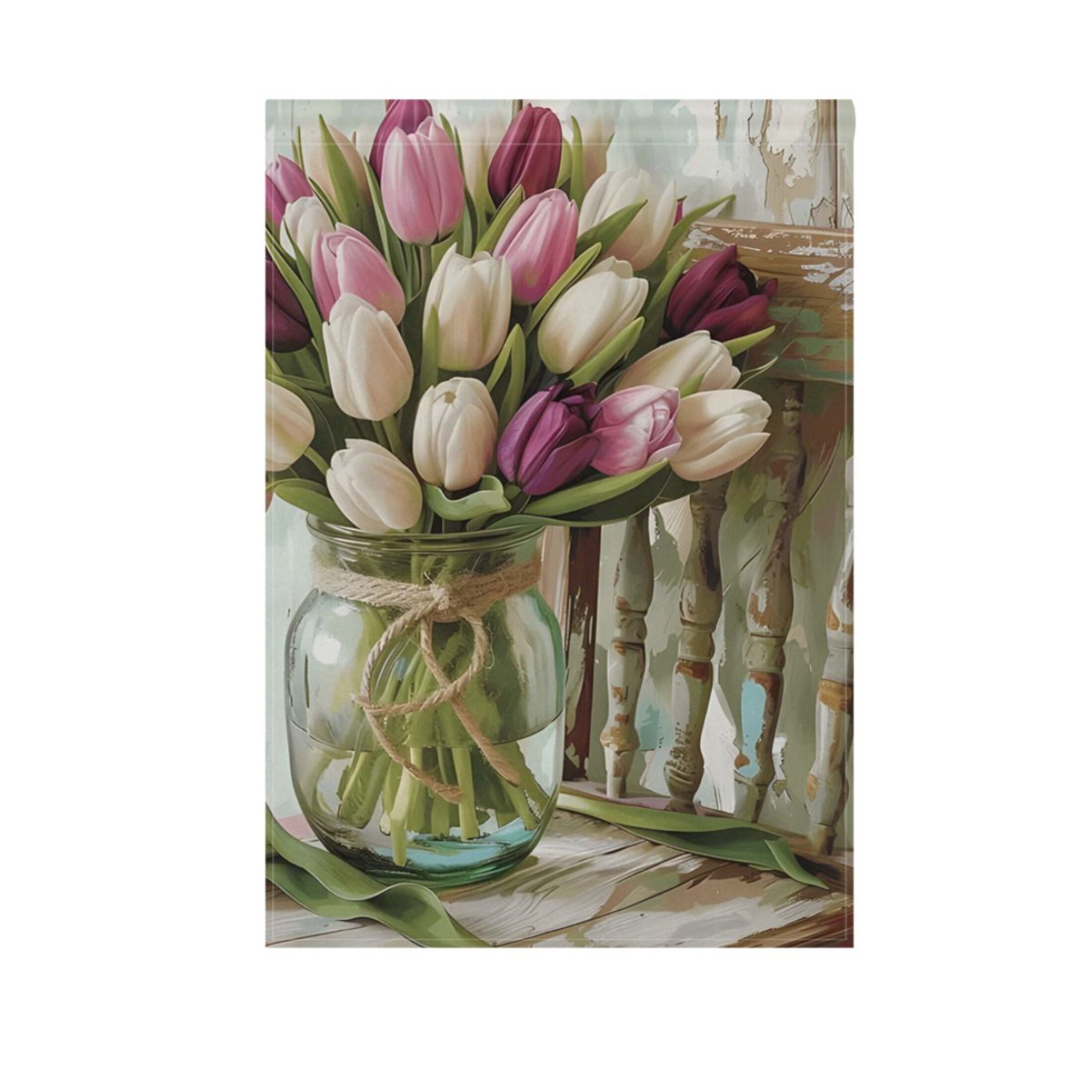A Vase Filled with Tulips Garden Flag Double Sided 12 x 18/28 x 40 Inch ...