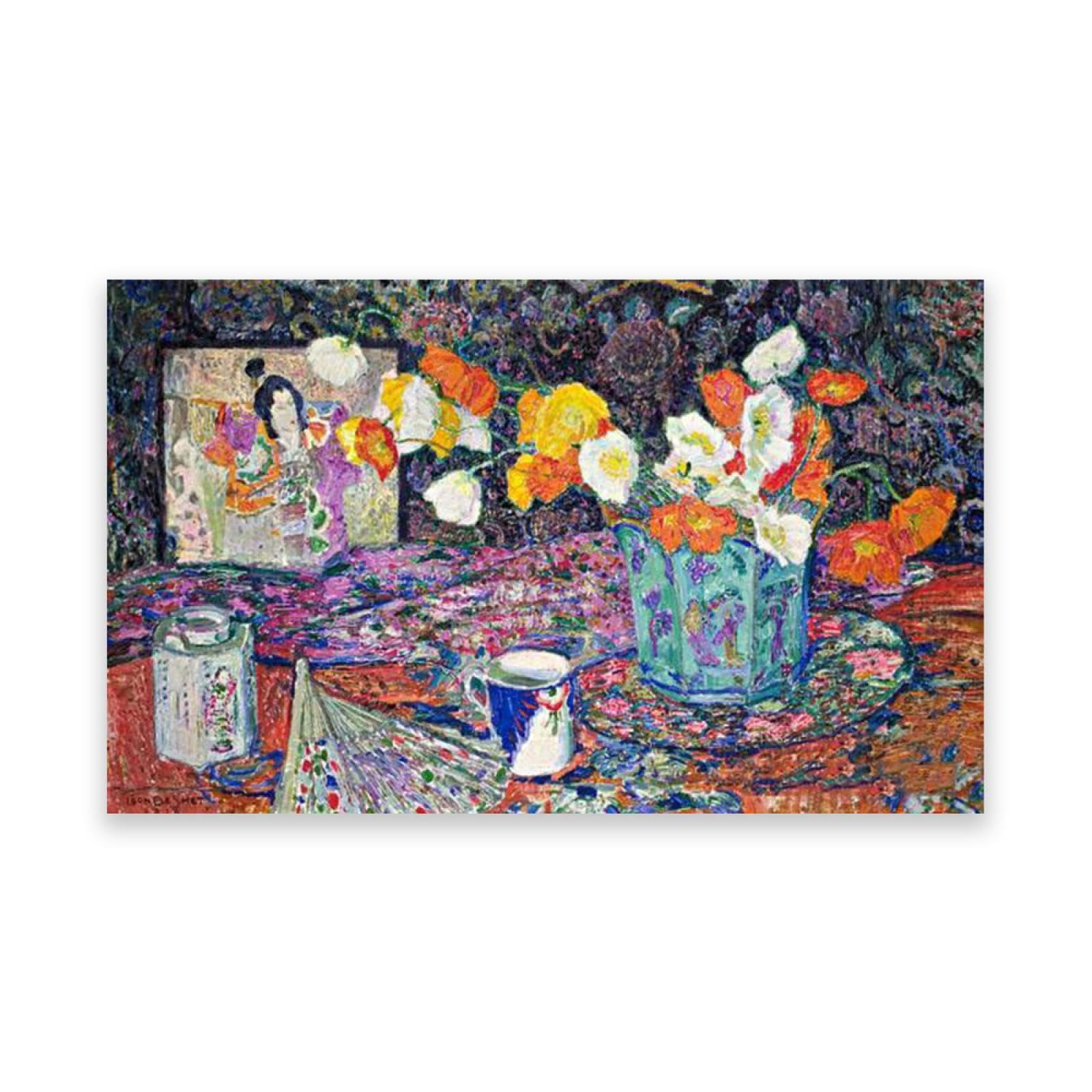 A Vase of Flowers by Leon De Smet- Famous Canvas Print- Reproduction of ...