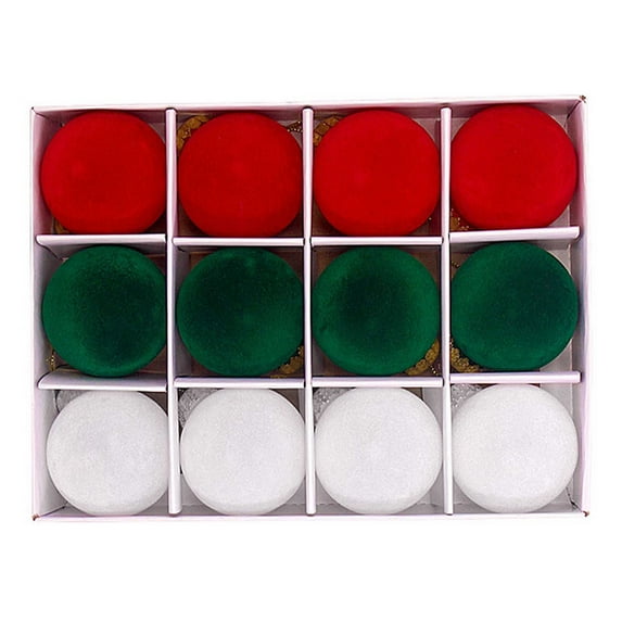 A Velvet Flocked Christmas Ball Ornaments 6Cm 12Pcs For Tree Decoration ...
