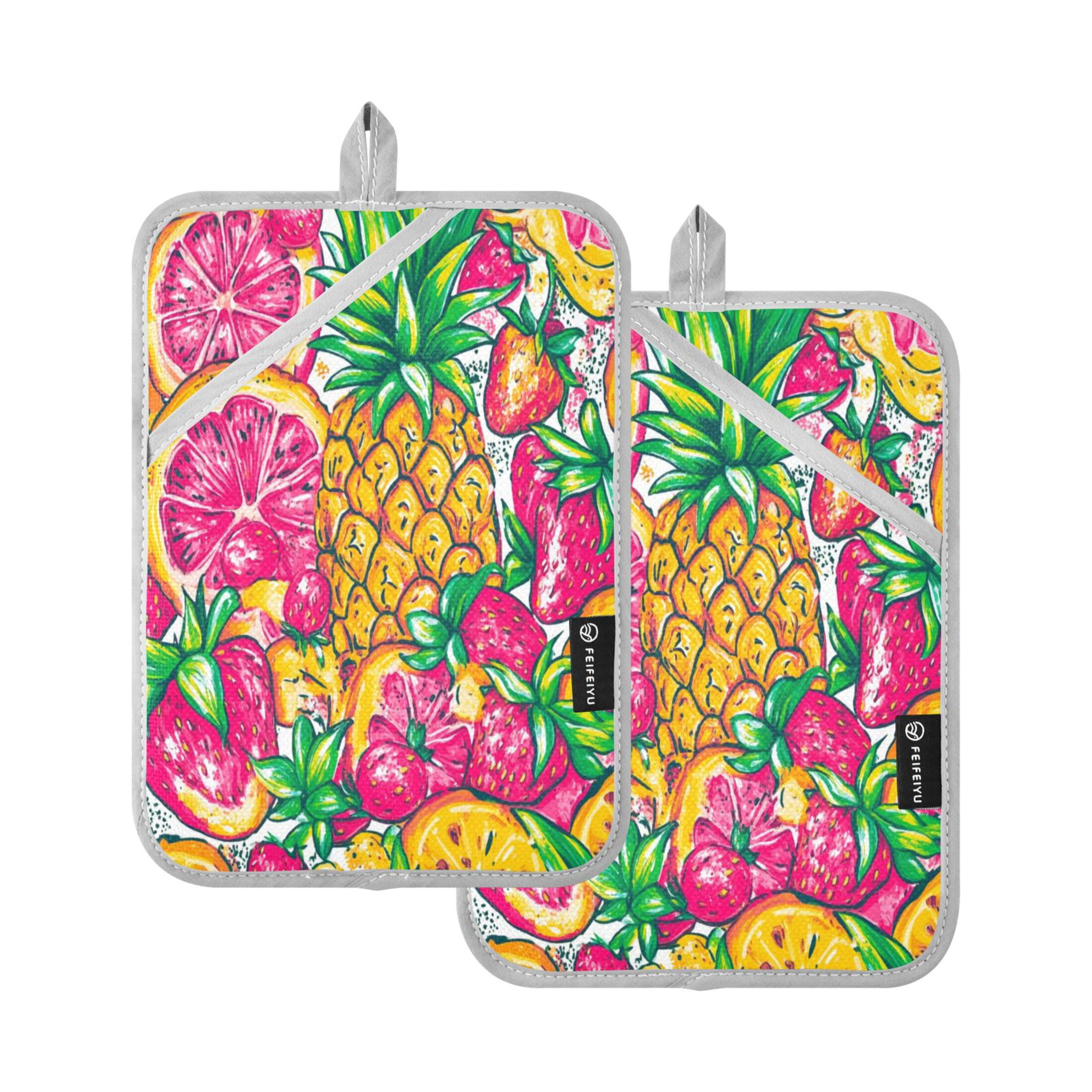 A Vibrant Summer Pattern with Colorful Fruits Square Insulation Pads 2 ...