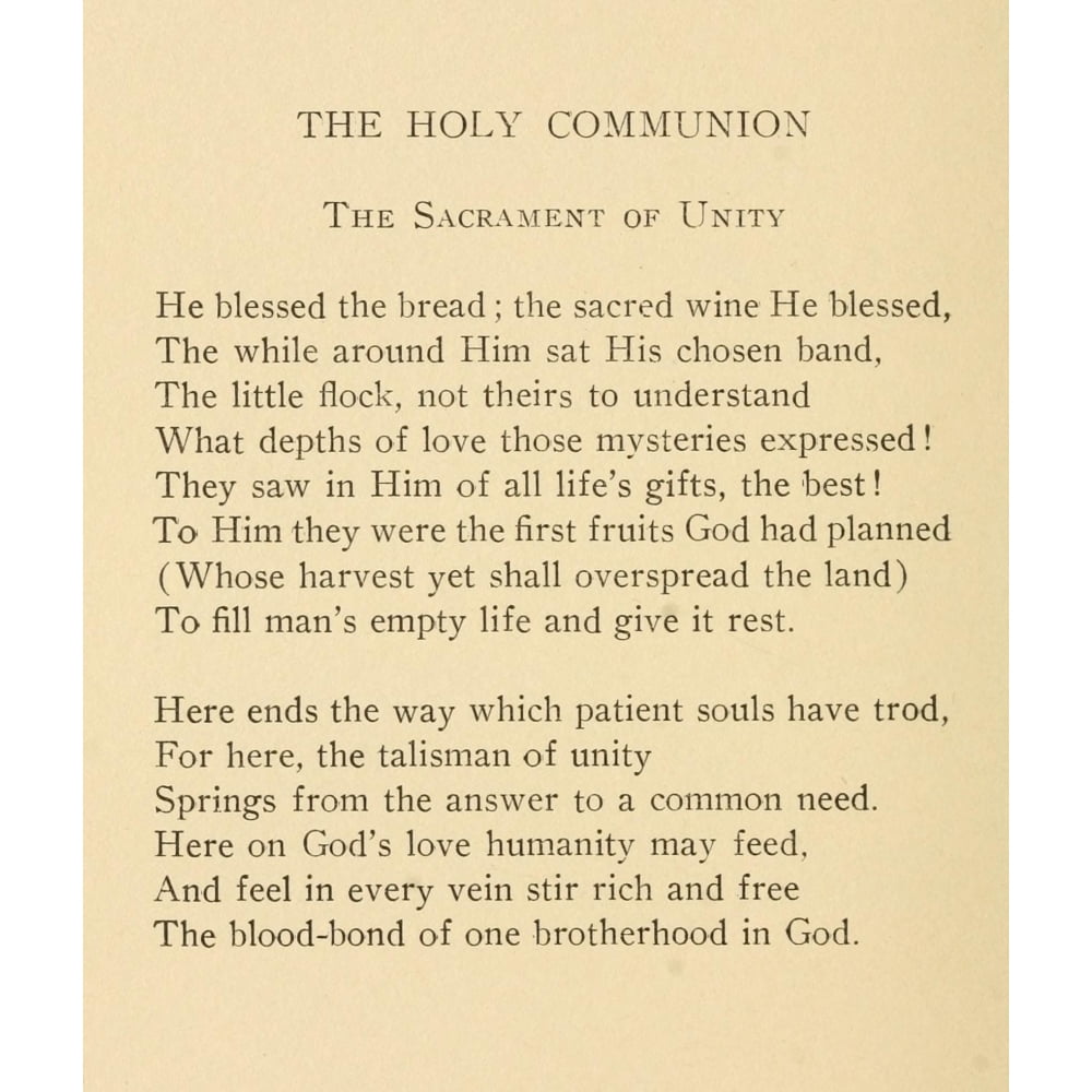 A Vicar's Poems 1915 Holy Communion Poster Print by George Hill Bottome ...