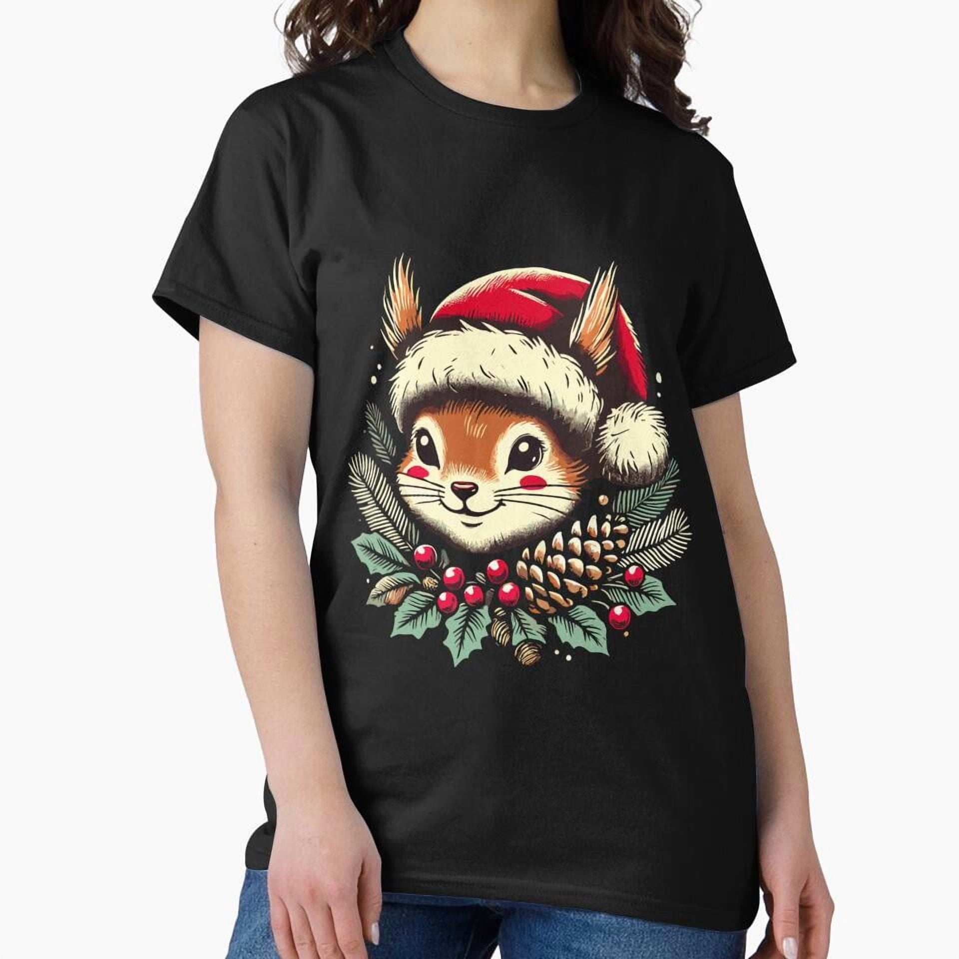 A Vintage Christmas Design With A Cute Squirrel Funny Holiday Animal ...