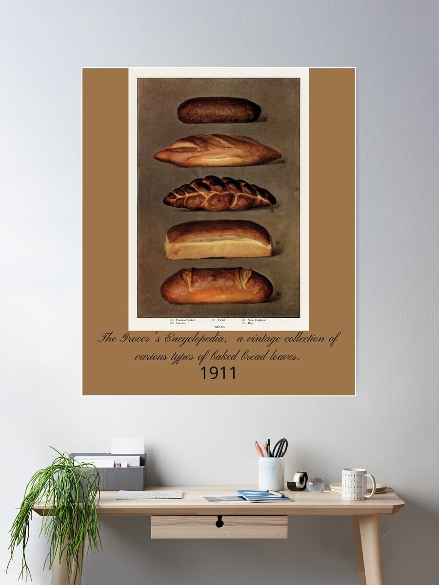 A Vintage Collection Of Various Types Of Baked Bread Design Poster Wall ...